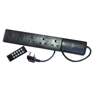 5 Way Mains Extension Lead Remote Controlled UK Plug Sockets 2m Lead ...