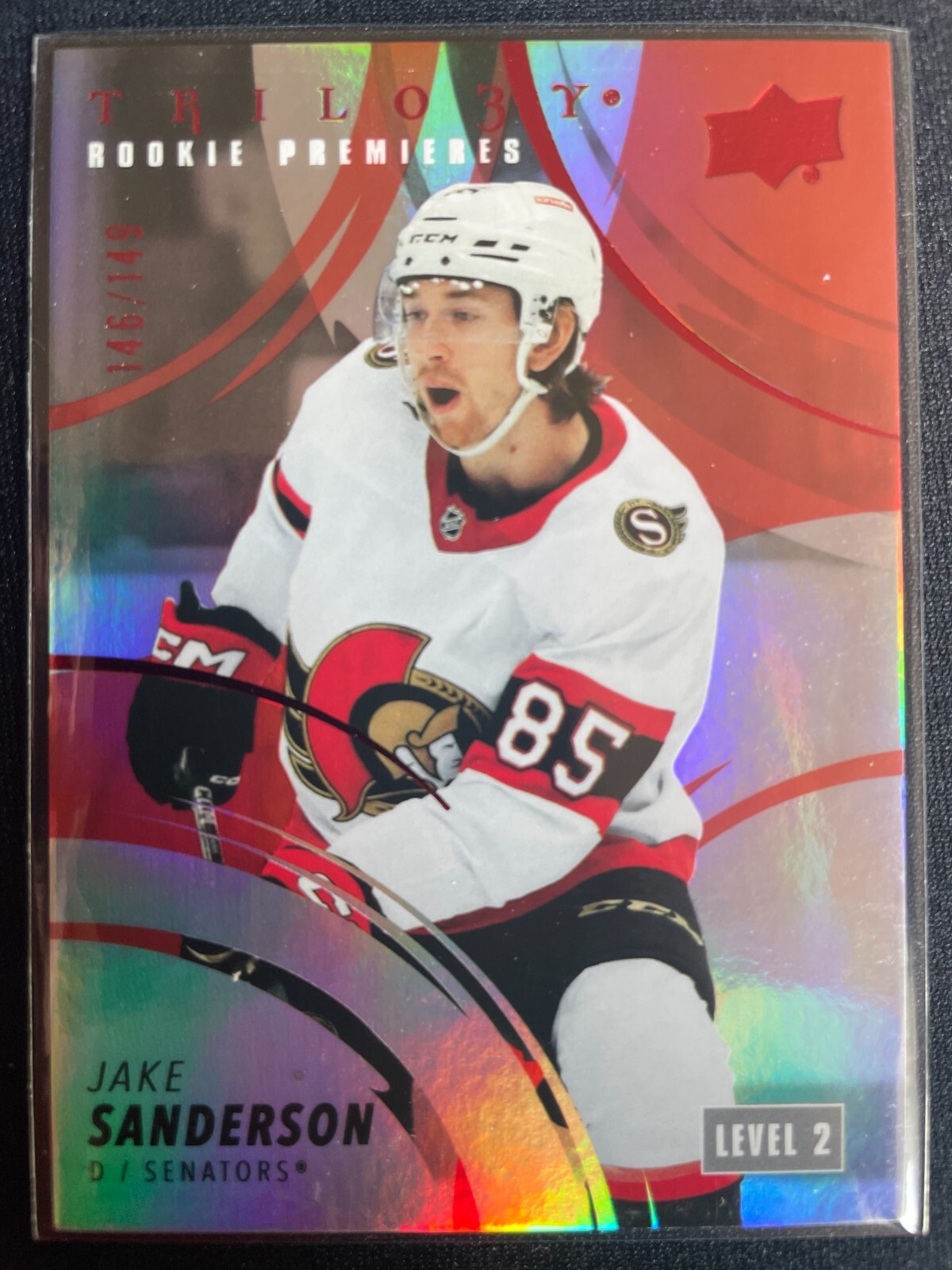 Jake Sanderson 2022-23 Upper Deck Trilogy Level 2 Red Parallel RC #146/ ...