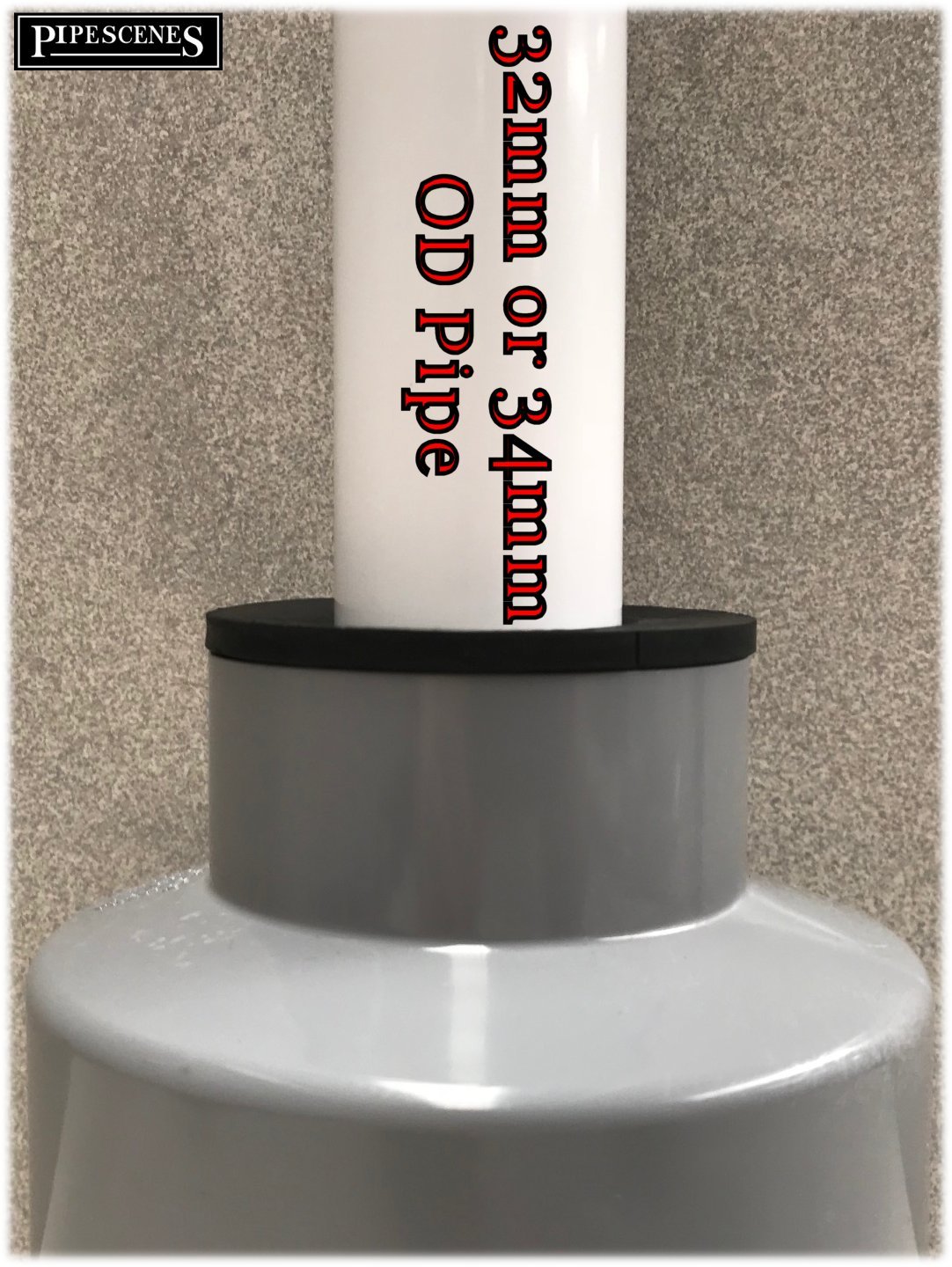 Grey 110mm Soil Pipe Adapter Reducer to 32mm Waste Pipe Pushfit Rubber ...