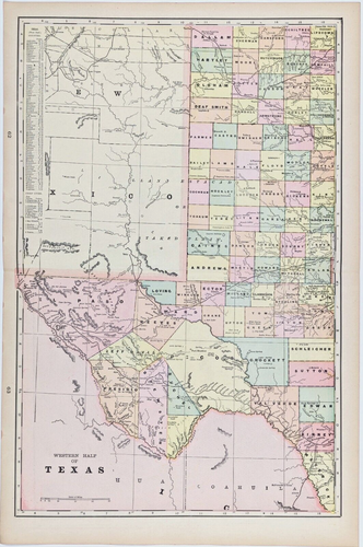 1899 WESTERN TEXAS Map ORIGINAL (20x13) LARGE George Cram Atlas Map | eBay