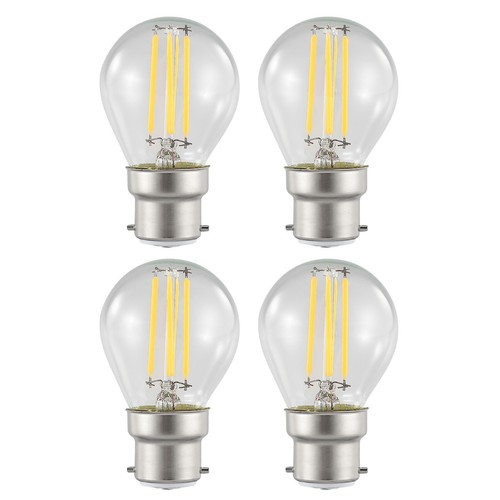 4 x LED Filament Fancy Round B22 4W 3000k Warm White 450 Lm Glass Bulb ...