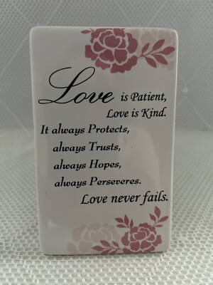 Religious Desk Decor,Inspirational Christian Ceramic Quote Plaque ,Love ...