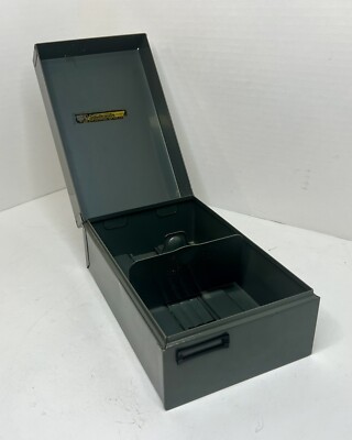 Vintage Index Card File Cabinet Cards Gray Steelmaster Single Top Open ...