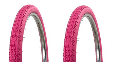 PAIR of Pink BICYCLE TIRES 24" X 2.125 Classic Diamond Pattern Cruiser ...
