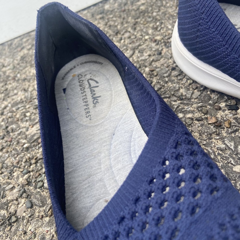 Clarks Cloudsteppers Womens Shoes Sz 7.5 Blue Slip On Flats Knit ...