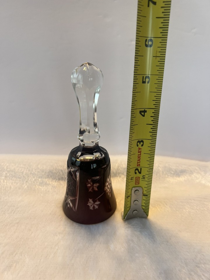 Vintage Bohemian Crystal Ruby Red Cut to Clear Dinner Bell Grapes ...