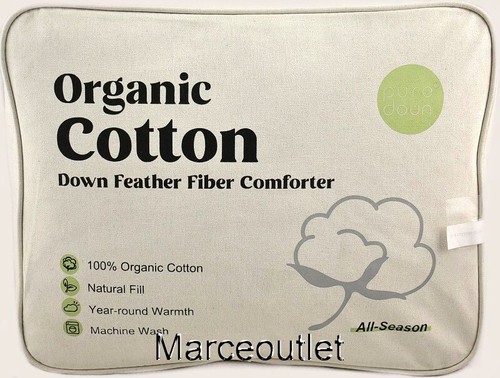 PureDown Organic Cotton Down Feather Fiber All Season Comforter KING ...