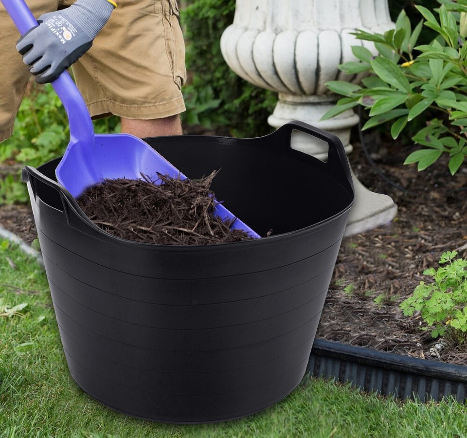 [Set of 6] Black 75L Flexi Tub Extra Large Flexible Storage Bucket Home ...