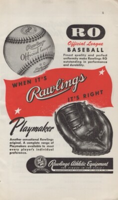 1950s Rawlings Sports Glove Mitt Ball Vintage Baseball Print Ad Page | eBay