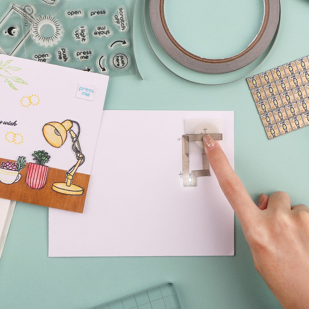 White LED Circuit Stickers and Conductive Fabric Tape For DIY Craft ...