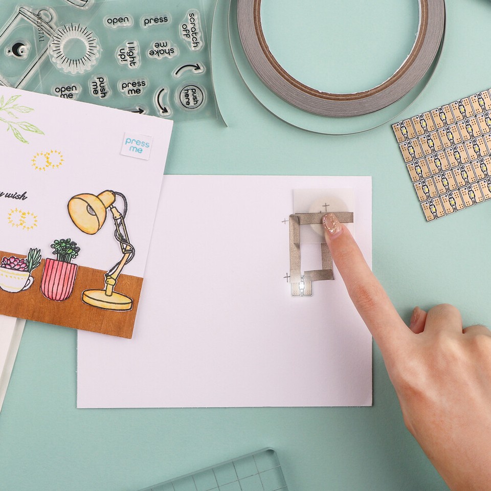 White LED Circuit Stickers and Conductive Fabric Tape For DIY Craft ...