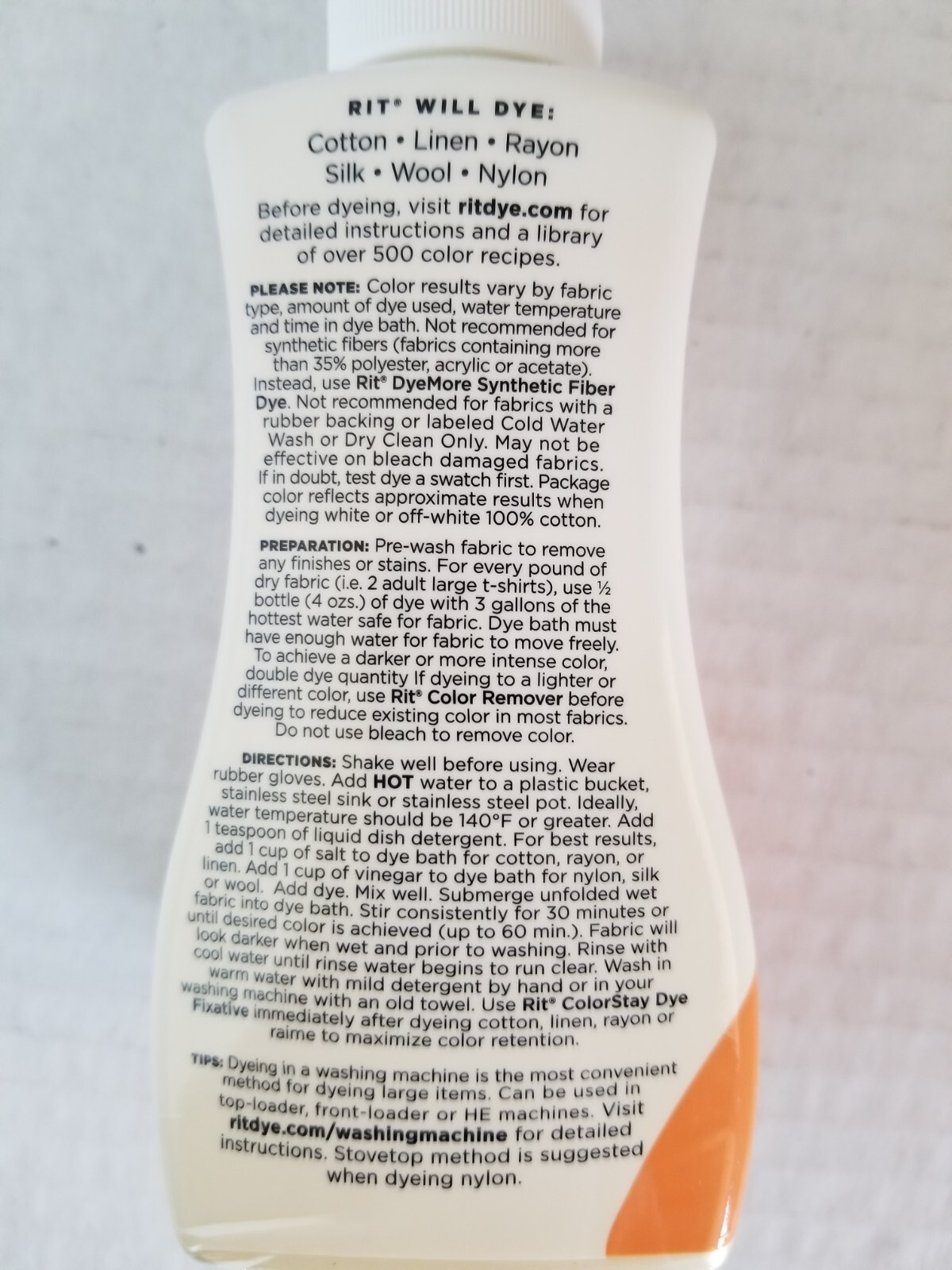 RIT ALL PURPOSE DYE - Liquid Tangerine 8 fl. oz. (236ml) - NEW | eBay