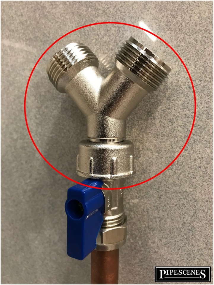 Inlet & Outlet Washing Machine / Dishwasher Tap & Waste Y Dual Splitter ...