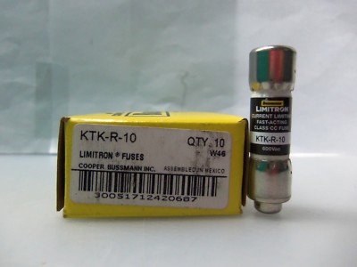 New Lot Bussmann Limitron KTK R 10 Amp Fuses Class CC 600 Volts NEW ...