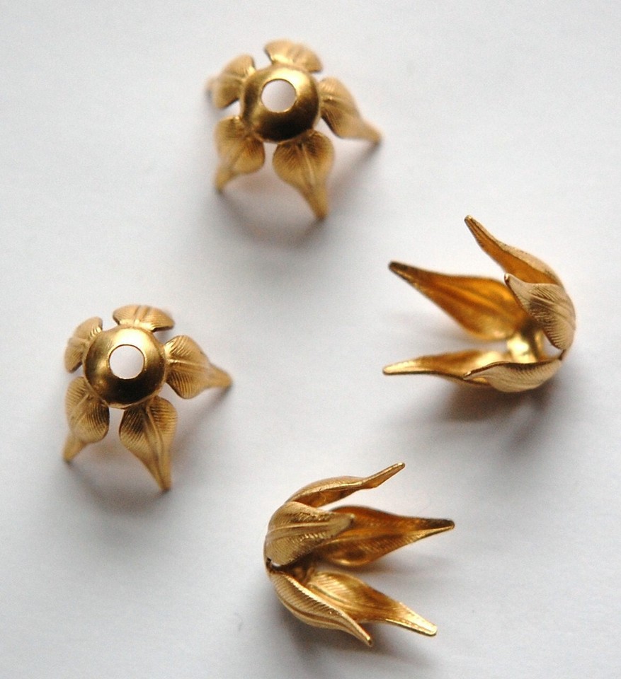 Raw Brass Long Petal or Leaf Bead Caps Size B 13mm (4) mtl262A | eBay