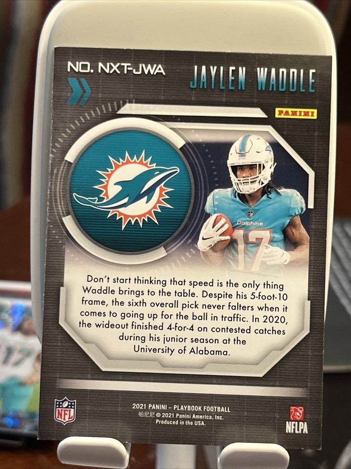 2021 Panini Playbook Football Jaylen Waddle Next Up Card No. NXT-JWA ...