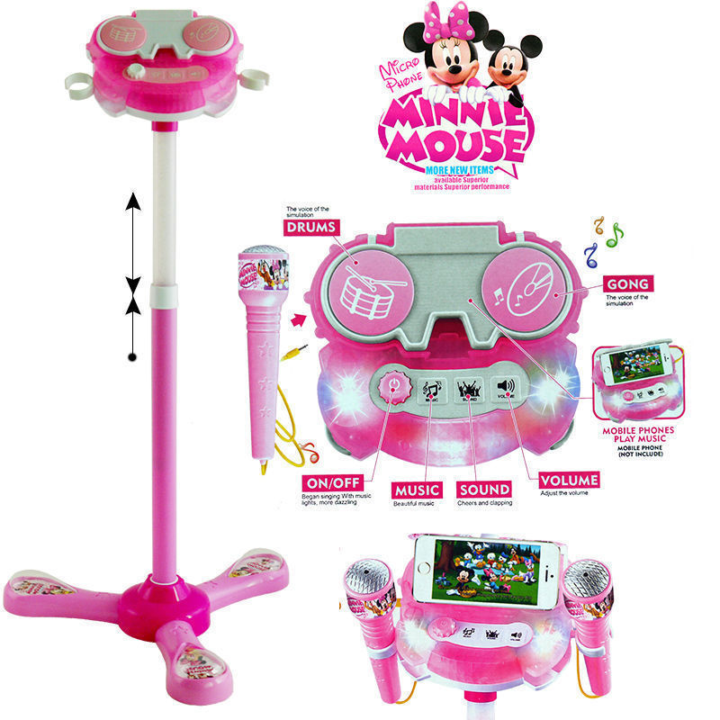 MICROPHONE MINNIE MOUSE PINK MUSICAL INSTRUMENT KIDS CHILD LED ...