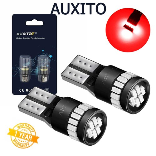 2x T10 Wedge High Power LED Light Bulbs Red Super 192 168 194 480LM 12V ...