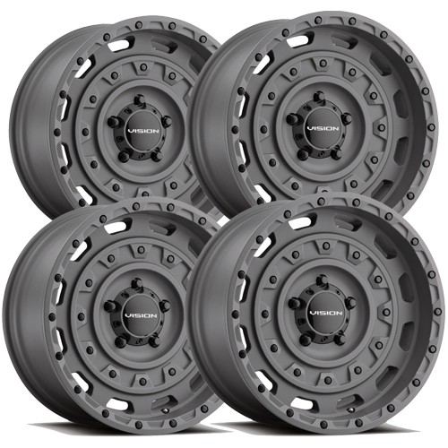 (Set of 4) Vision 403 Tactical 18x9.5 8x180 -18mm Gunmetal Wheels Rims ...