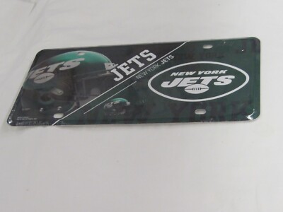 NEW YORK JETS TWO LOGO LOGO GREEN METAL LICENSE PLATE 6" X 12" NEW NFL ...