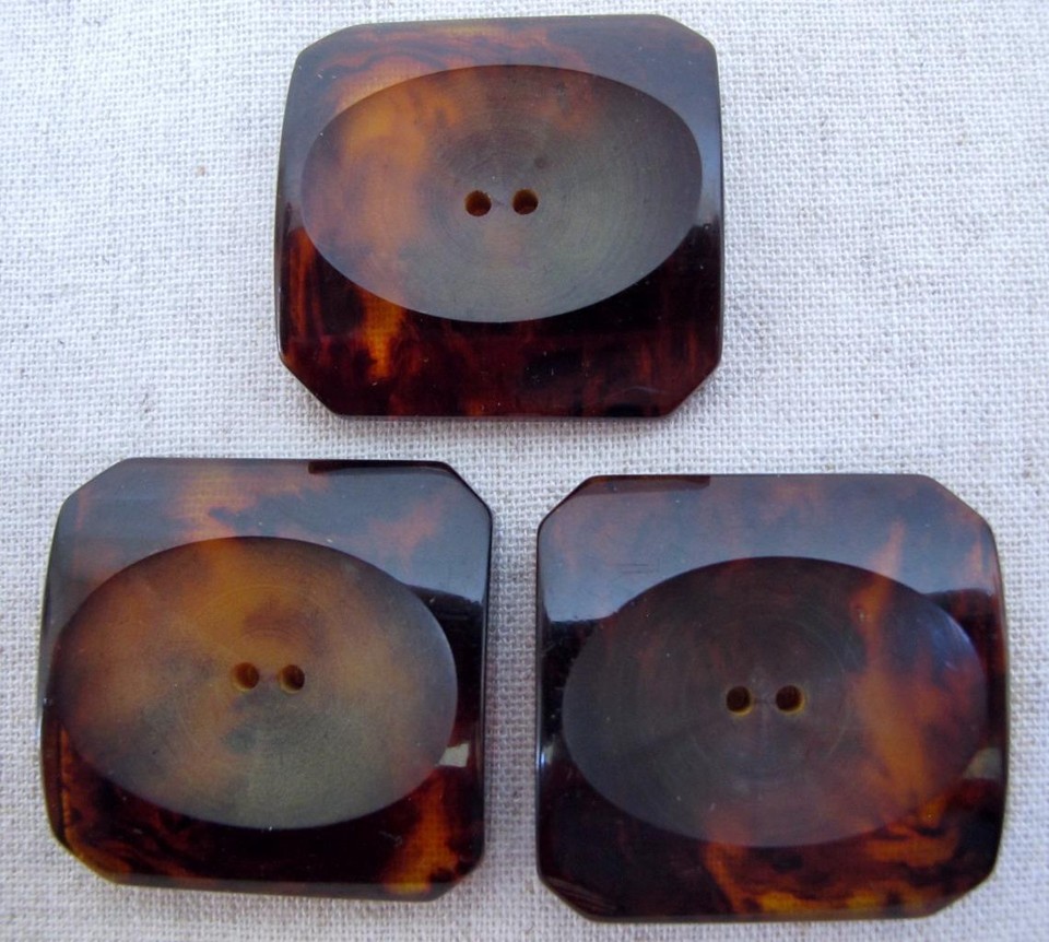 Lot/3 Vintage Square Faux Tortoiseshell Bakelite Buttons 1 1/2" | eBay