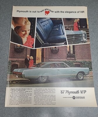 Plymouth VIP Chrysler Print Ad 1967 10x13 | eBay