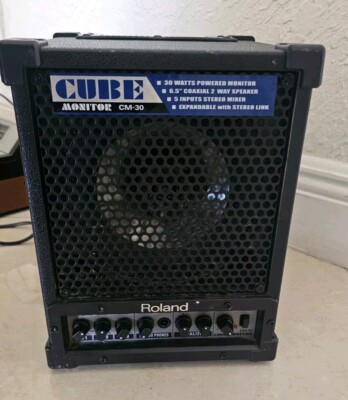 Roland CM-30 Portable 6.5 2-Way Powered Cube Monitor Amp w/ 5 Inputs ...