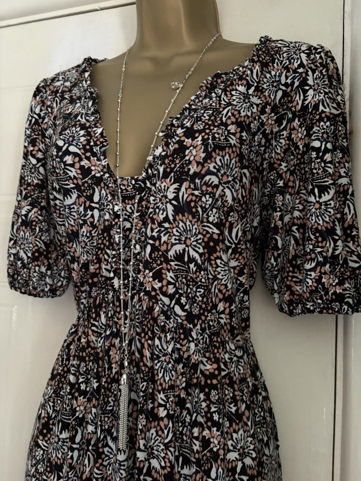 EXQUISITE MONSOON BOHO JERSEY TEA GYPSY MIDI OCCASION DRESS Sz M 12/14 ...