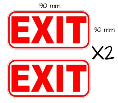 Exit Stickers TWO (2) 190 x 90 mm each | eBay Australia