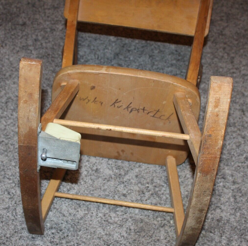 Vintage " PLAYSKOOL " Wood Seat Child Rocking Chair with Music Box | eBay