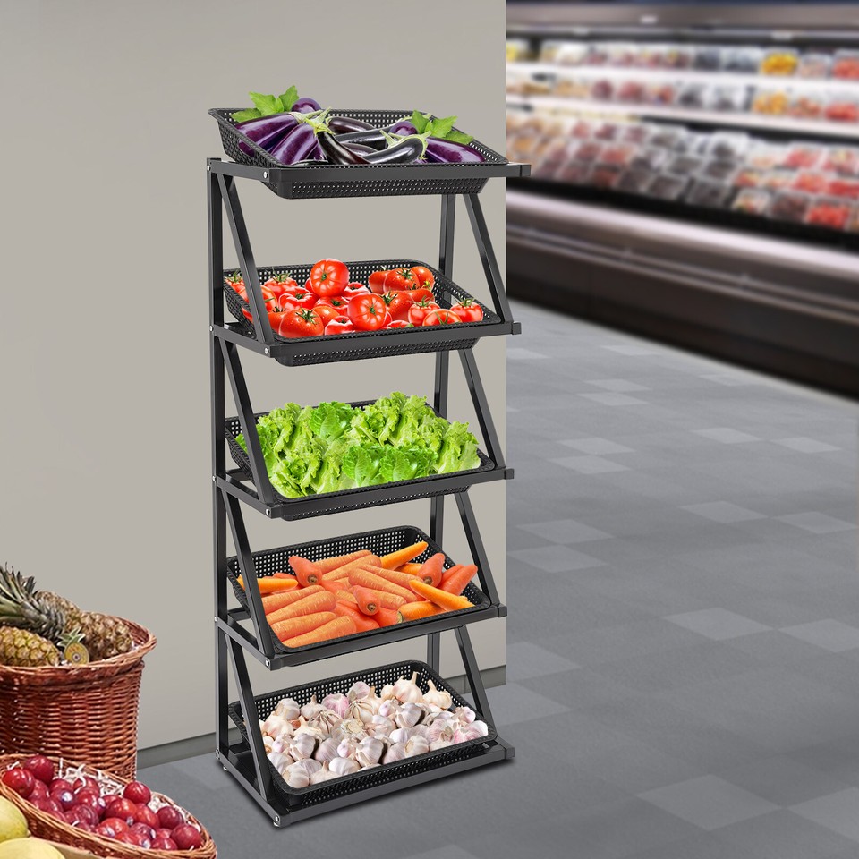 Market Retail Display Rack Shelf 5Tier Merchandiser Fruit Vegetable ...