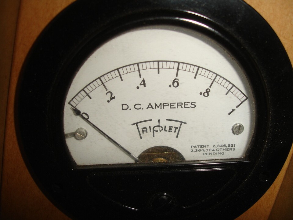 Triplett 0-1 D.C. amp model 321 T black round panel Meter NOS amperes ...