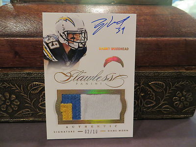 Panini Flawless Gold On Card Autograph Jersey Chargers Danny Woodhead ...