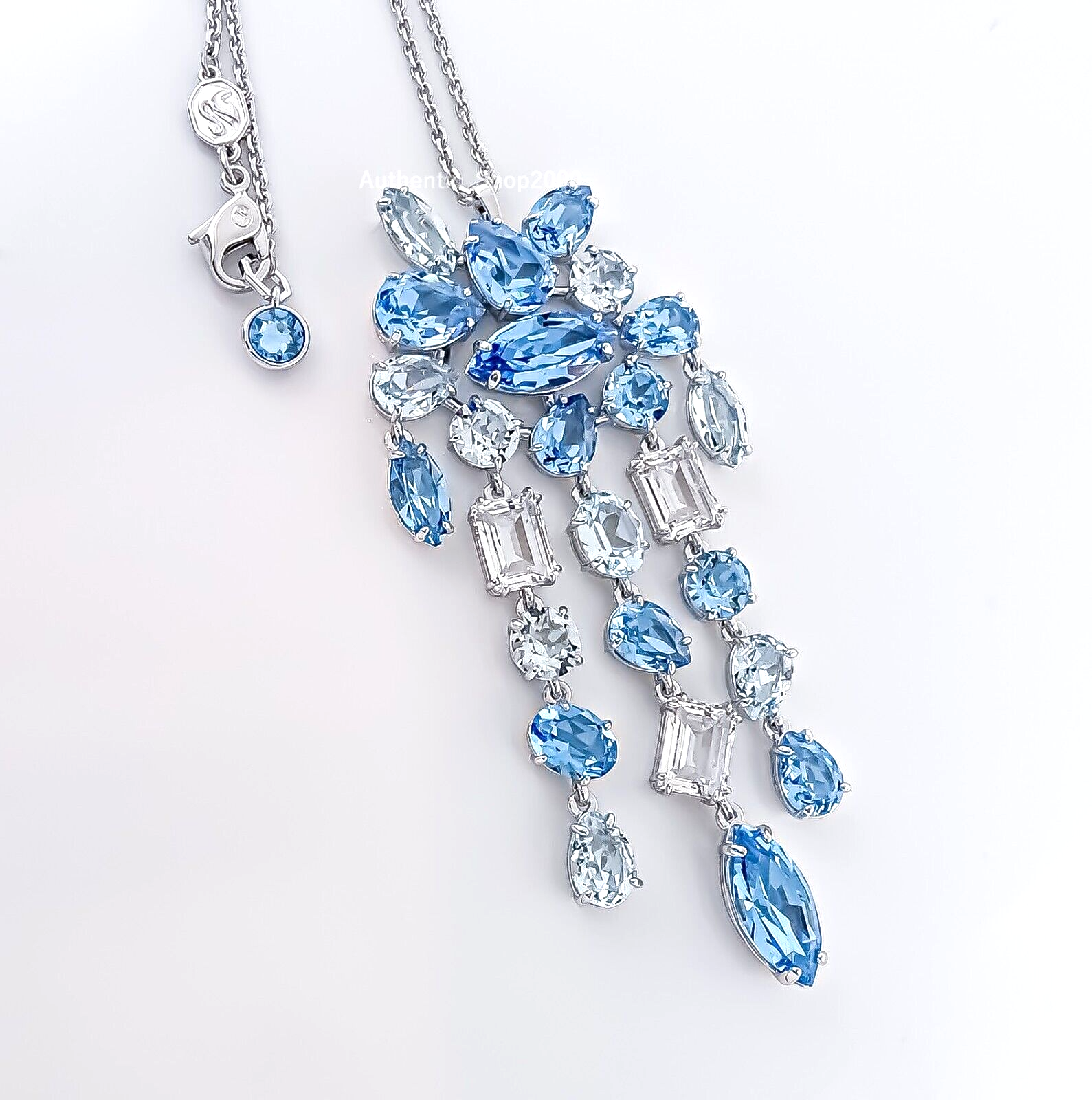 New Authentic SWAROVSKI Blue Crystal Showstopper Gema Pendant Necklace ...