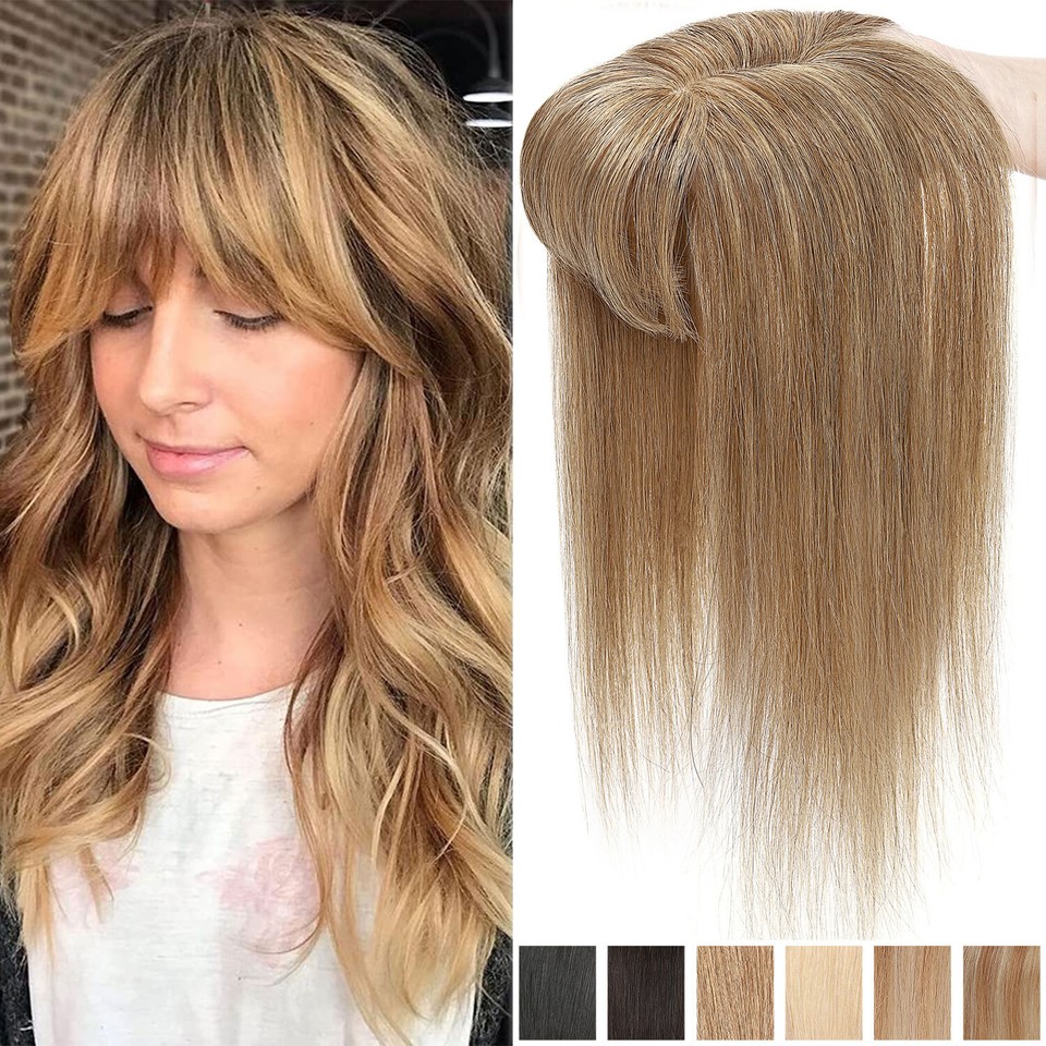 Natural Topper Hairpiece Clip In REMY 100% Human Hair Silk Base Toupee ...