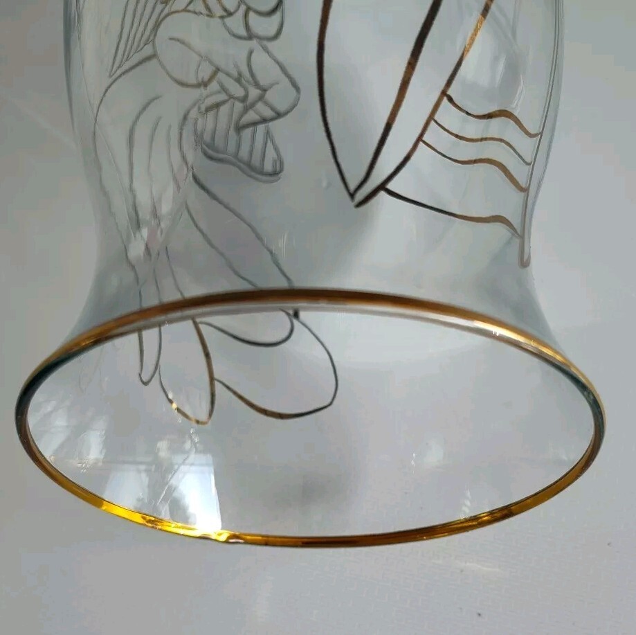 Angel Clear Glass Gold Rim Hurricane Globe 10 Inch tall 4-5/8 Top And ...