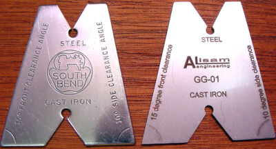Tool bit grinding gauges, South Bend repro for steel & cast iron OR ...