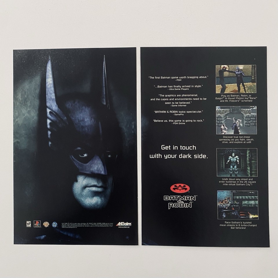 Batman & Robin PlayStation Video Game Promo Poster 1990s Rare Print Ad ...