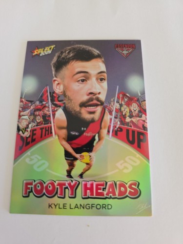 2025 AFL Select Footy Stars Footy Heads Card 'Kyle Langford' Essendon # ...