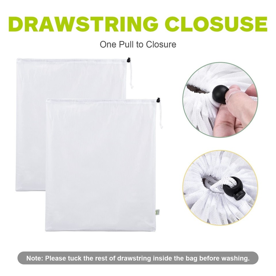OTraki 2 Pack Mesh Laundry Bag 20x24 Inch Heavy Duty Laundry Fine Mesh ...