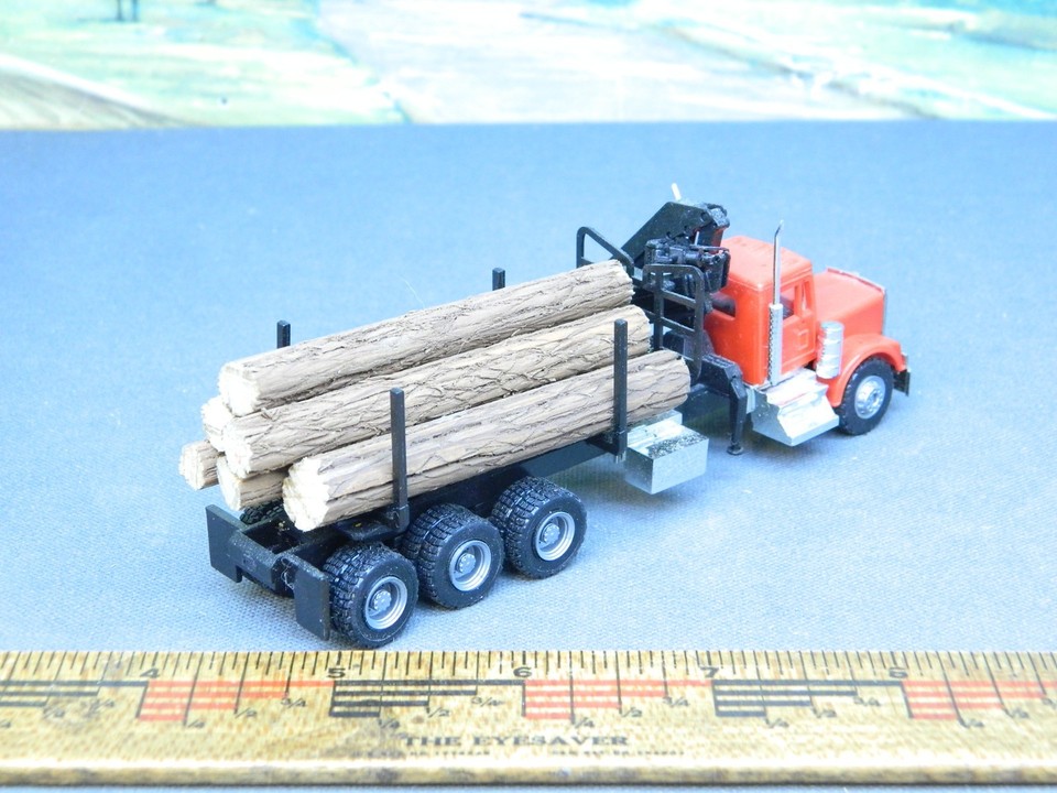 HO 1/87 Vehicles LOG TRUCK with LOGS, UNLOADER | eBay