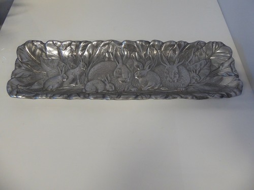 Arthur Court Designs Aluminum Bunny Rabbit Rectangle Platter Serving ...