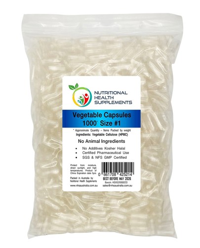 1000 x Size 1 Empty Veggie Caps Vegetable Capsules Vegetarian Vegan ...