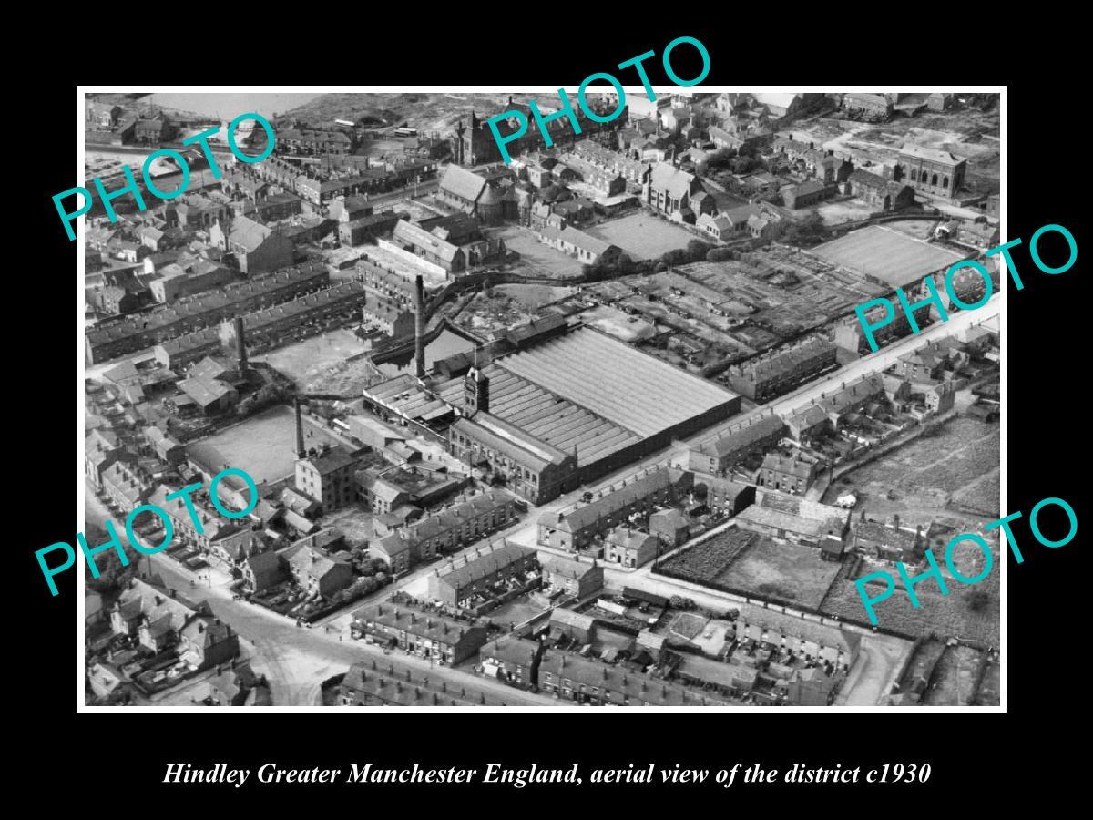 OLD LARGE HISTORIC PHOTO HINDLEY MANCHESTER ENGLAND AERIAL VIEW OF TOWN ...