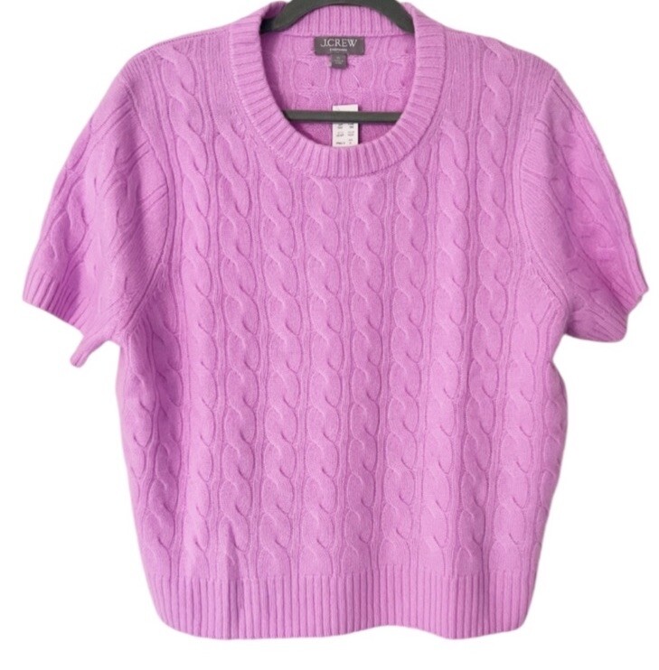 J. Crew Women’s XL Cashmere Cable Knit T Shirt Sweater Pink Corpcore ...