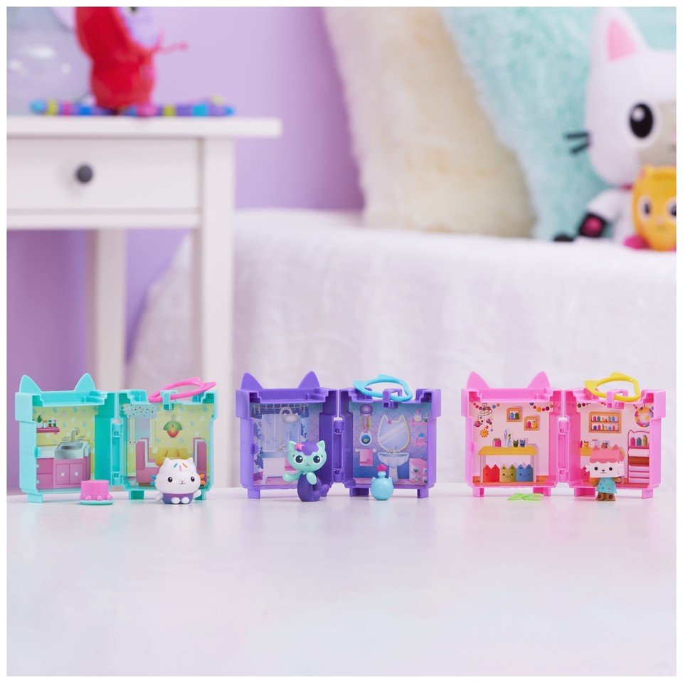 Gabby's Dollhouse, 3 Clip-On Playsets, with Cakey, Baby Box and Mercat ...
