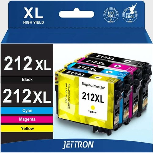 4 212XL Black Color Ink replacement for Epson 212XL WF-2830 Workforce ...