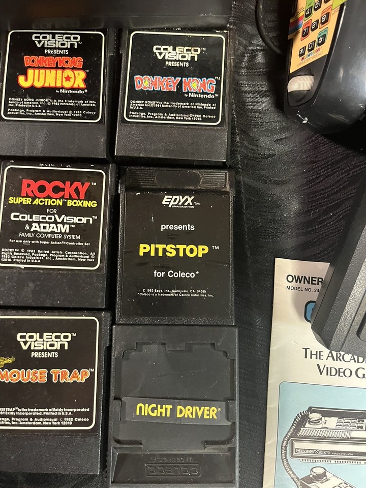 Vintage Lot Coleco Vision Console, Controllers, Steering Wheel, Games ...
