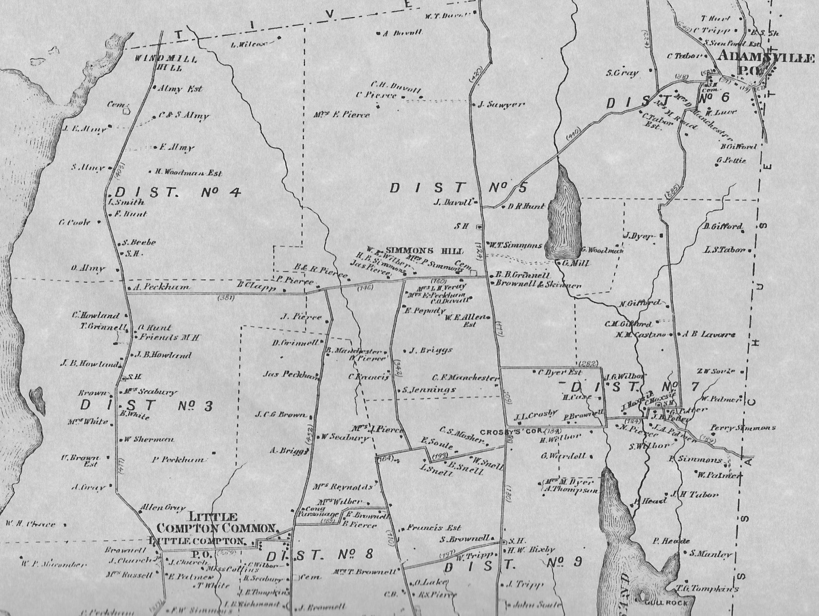 Little Compton Adamsville, RI 1870 Maps with Homeowners Names | eBay