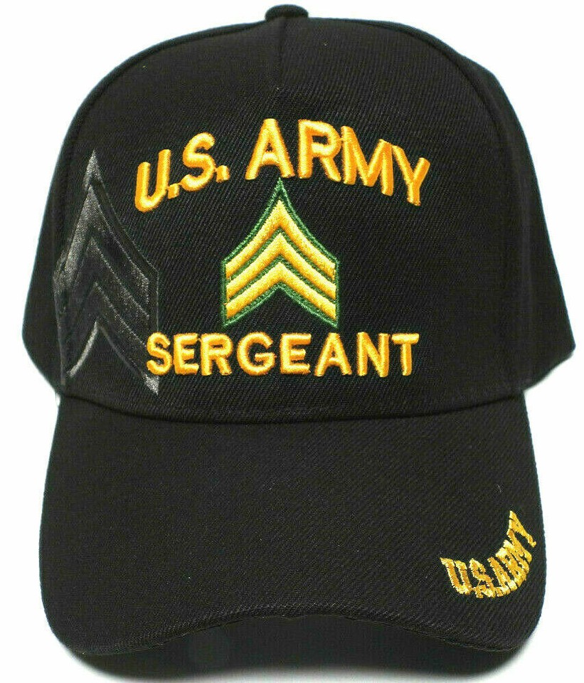 Army Sergeant Hat, Black Baseball Cap Army, Military E5 Rank Sargent ...